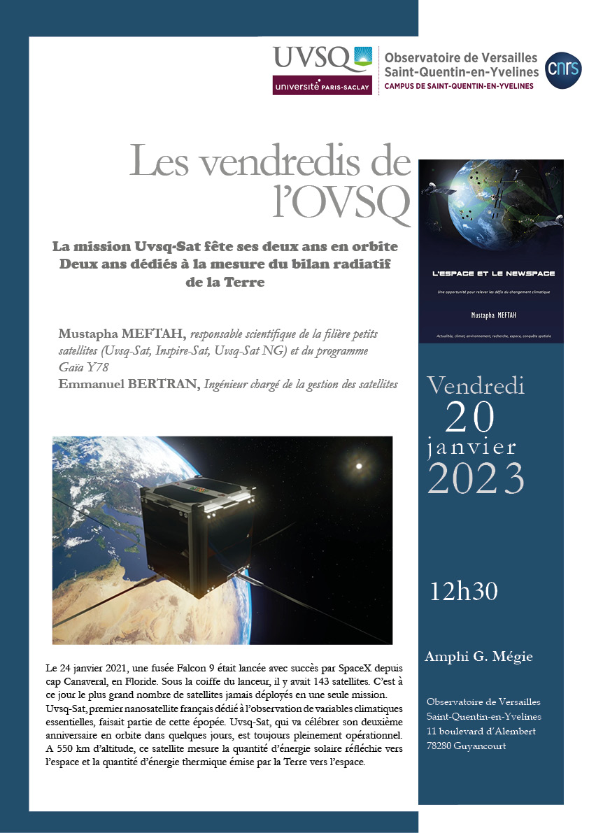 La mission Uvsq-Sat fête ses deux ans en orbite, 2 ans dédiés à la ...